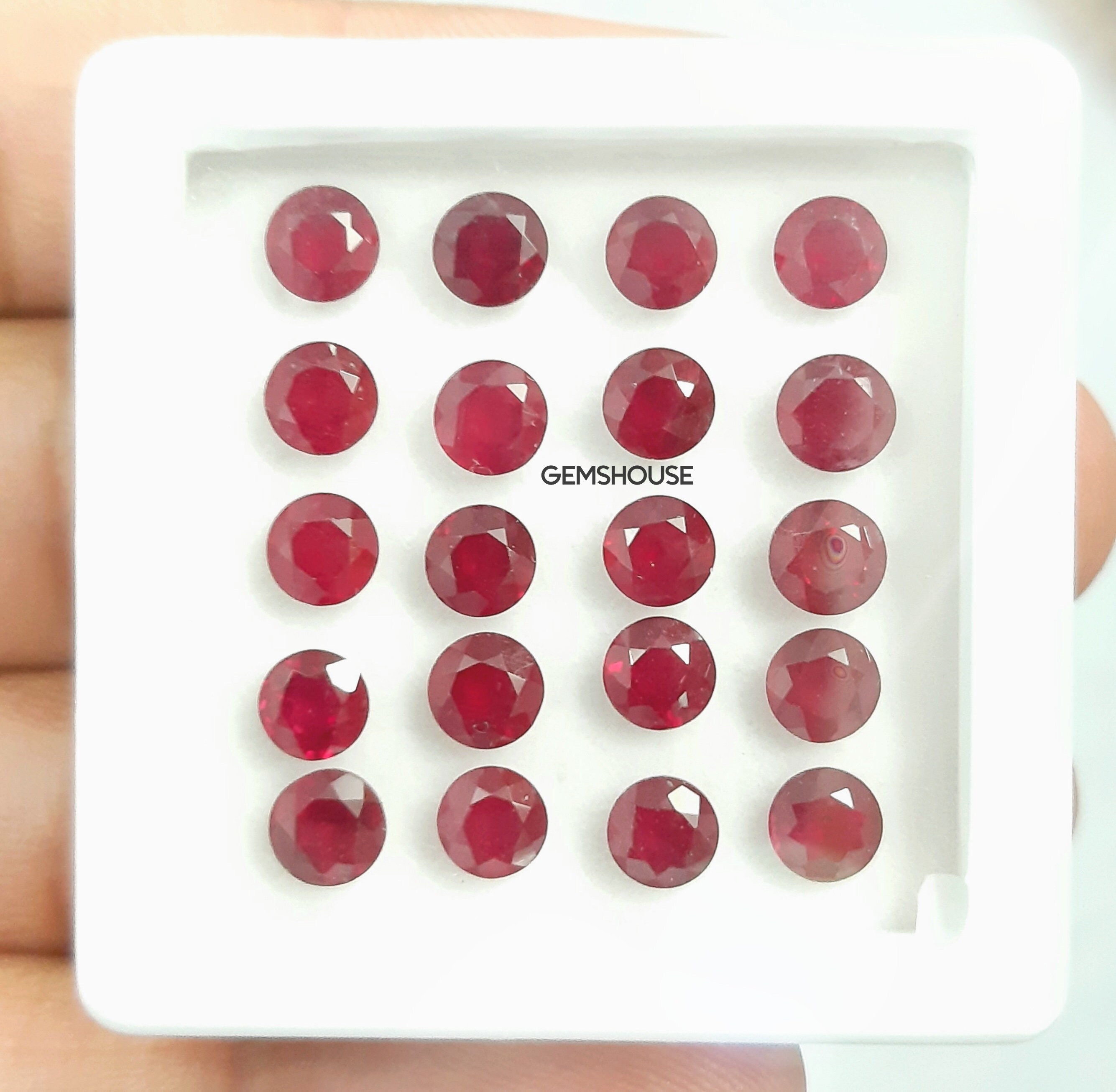 3MM, 4MM, 5MM Ruby Faceted Round Cut Loose Gemstone, AAA GF Ruby Round ...
