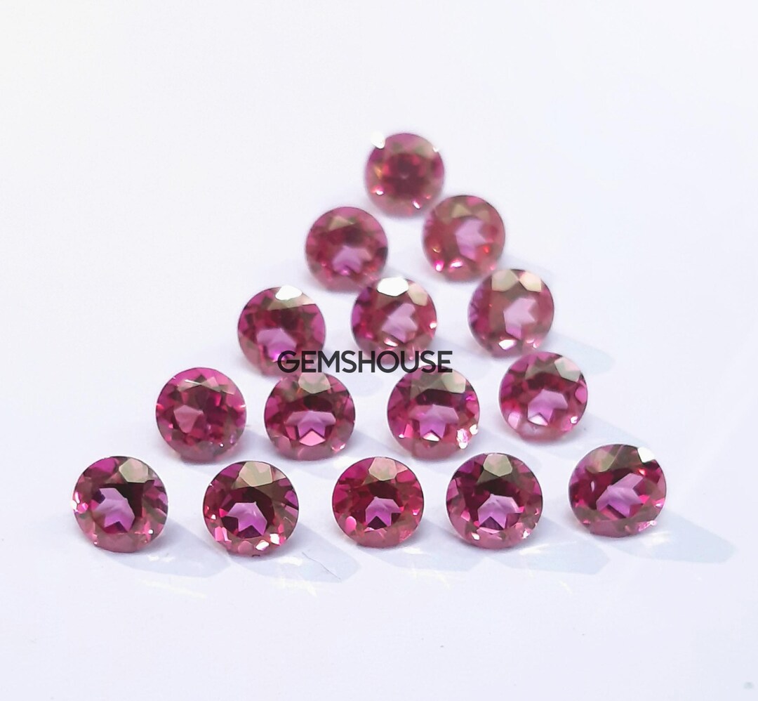 7MM, 8MM, 9MM, 10MM Natural Pink Topaz Faceted Round Cut Gemstone, AAA ...