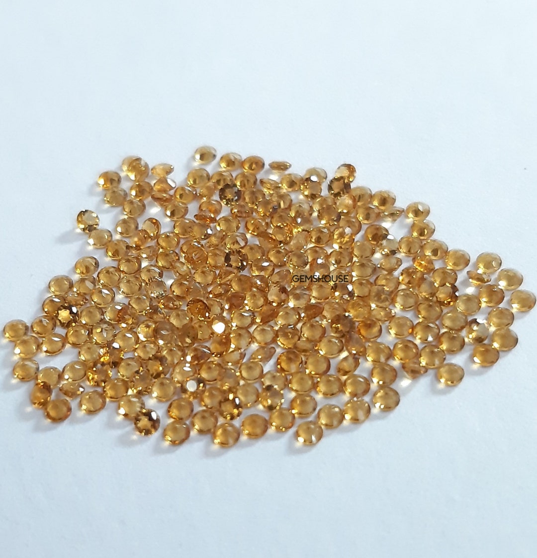 1MM, 1.25MM, 1.50MM, 1.75MM, 2MM Natural Citrine Faceted Round Cut ...
