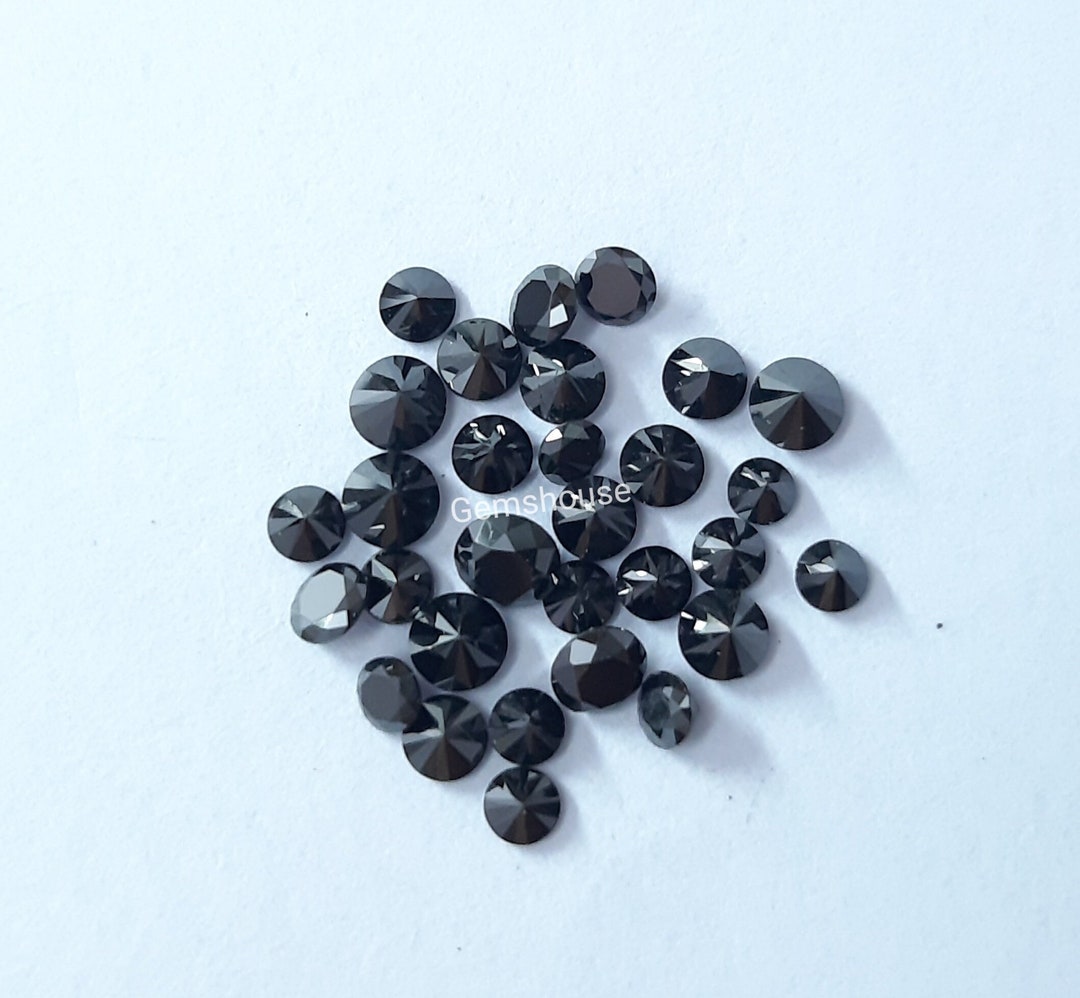 1MM, 2MM, 2.50MM, 3MM Natural Black Diamond Faceted Brilliant Round Cut ...
