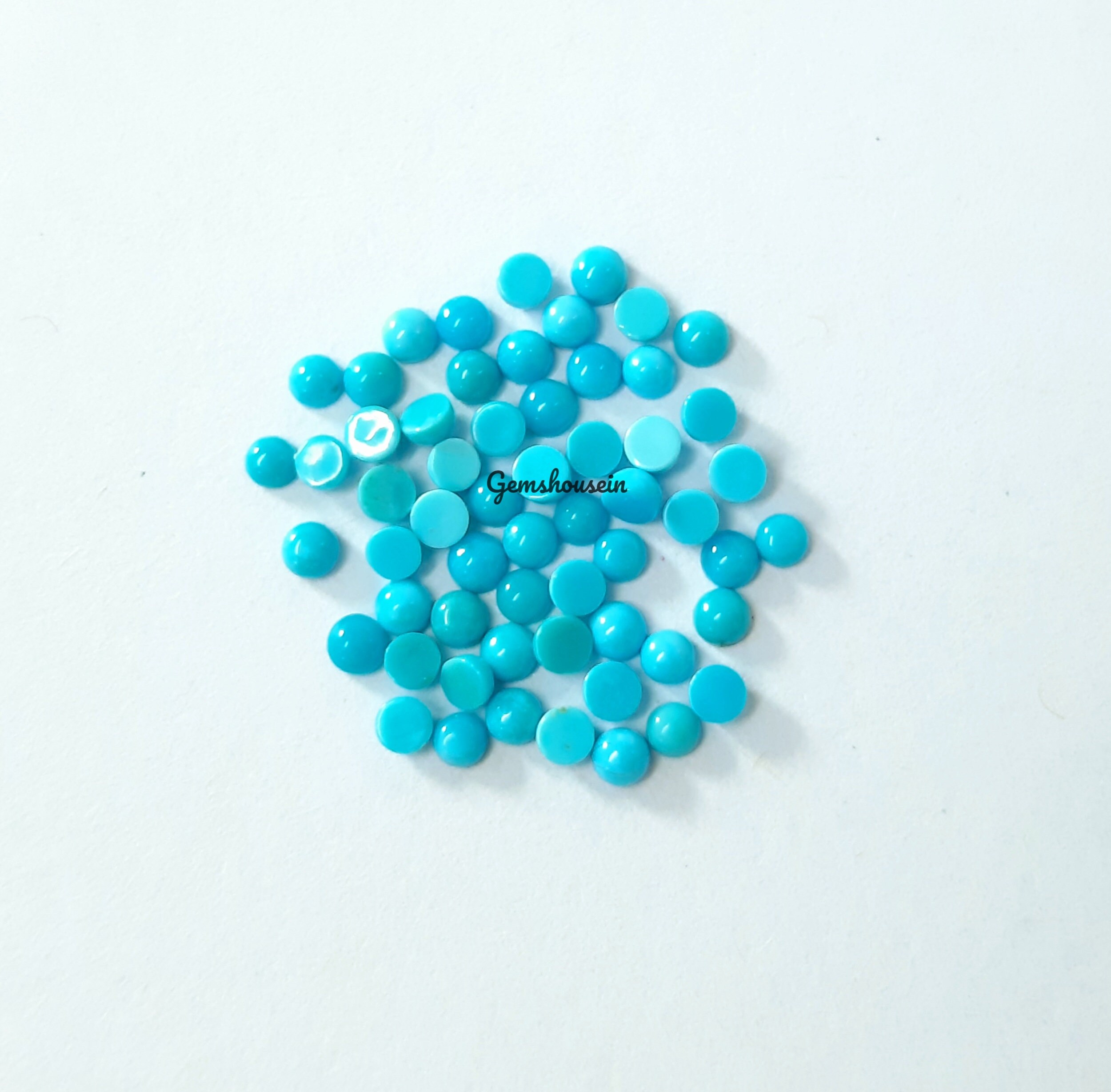 1.5MM, 2MM, 2.50MM Natural Turquoise Round Cabochon Gemstone, AAA ...