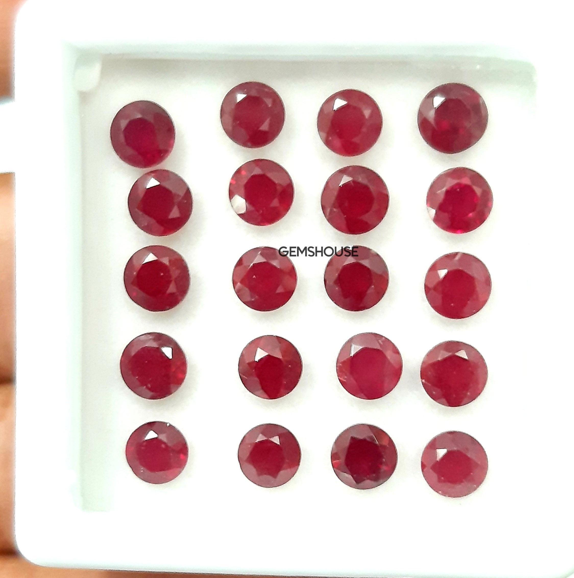 3MM, 4MM, 5MM Ruby Faceted Round Cut Loose Gemstone, AAA GF Ruby Round ...