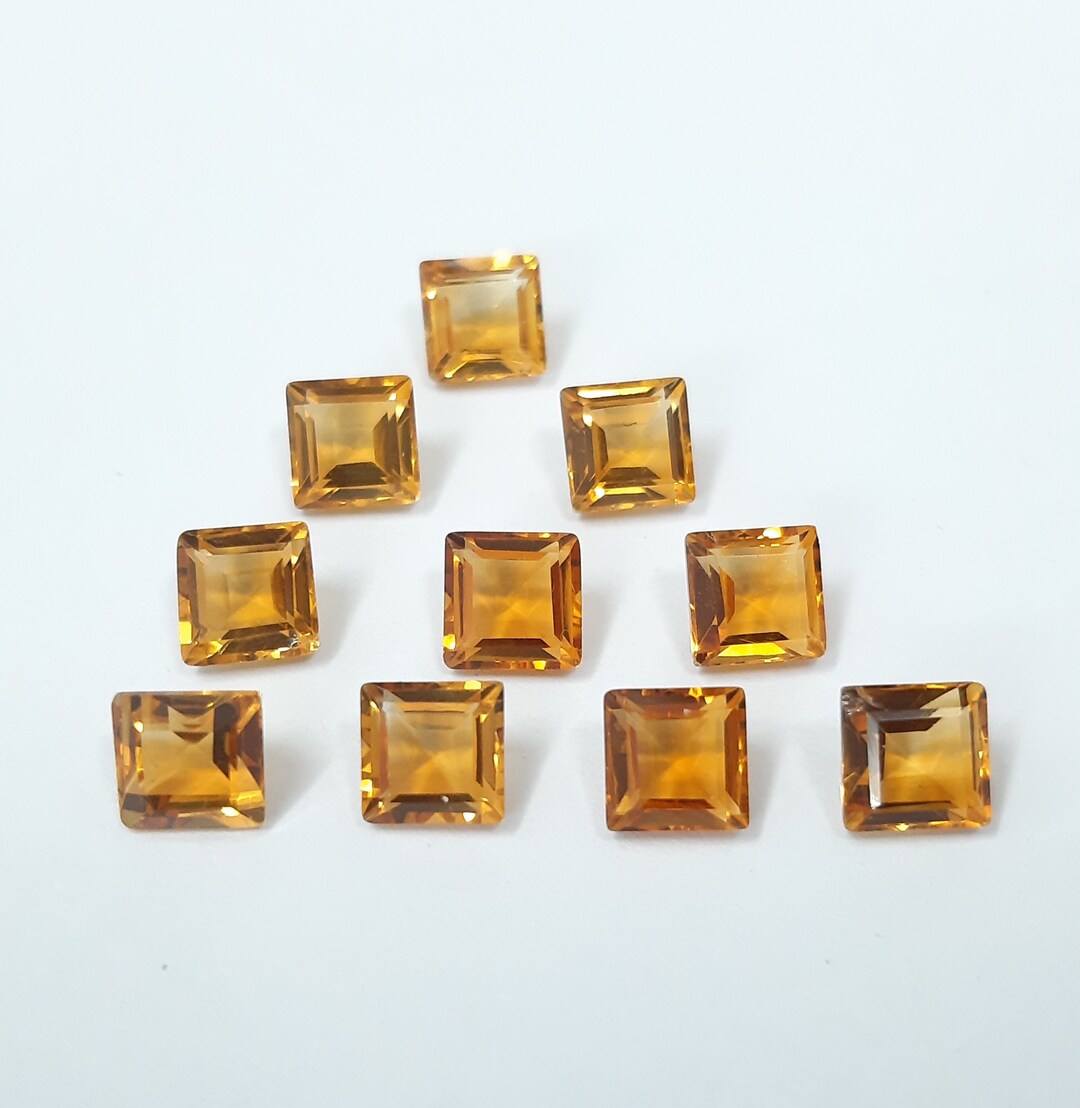 5MM, 6MM, 7MM, 8MM Natural Citrine Faceted Square Cut Gemstone, AAA ...