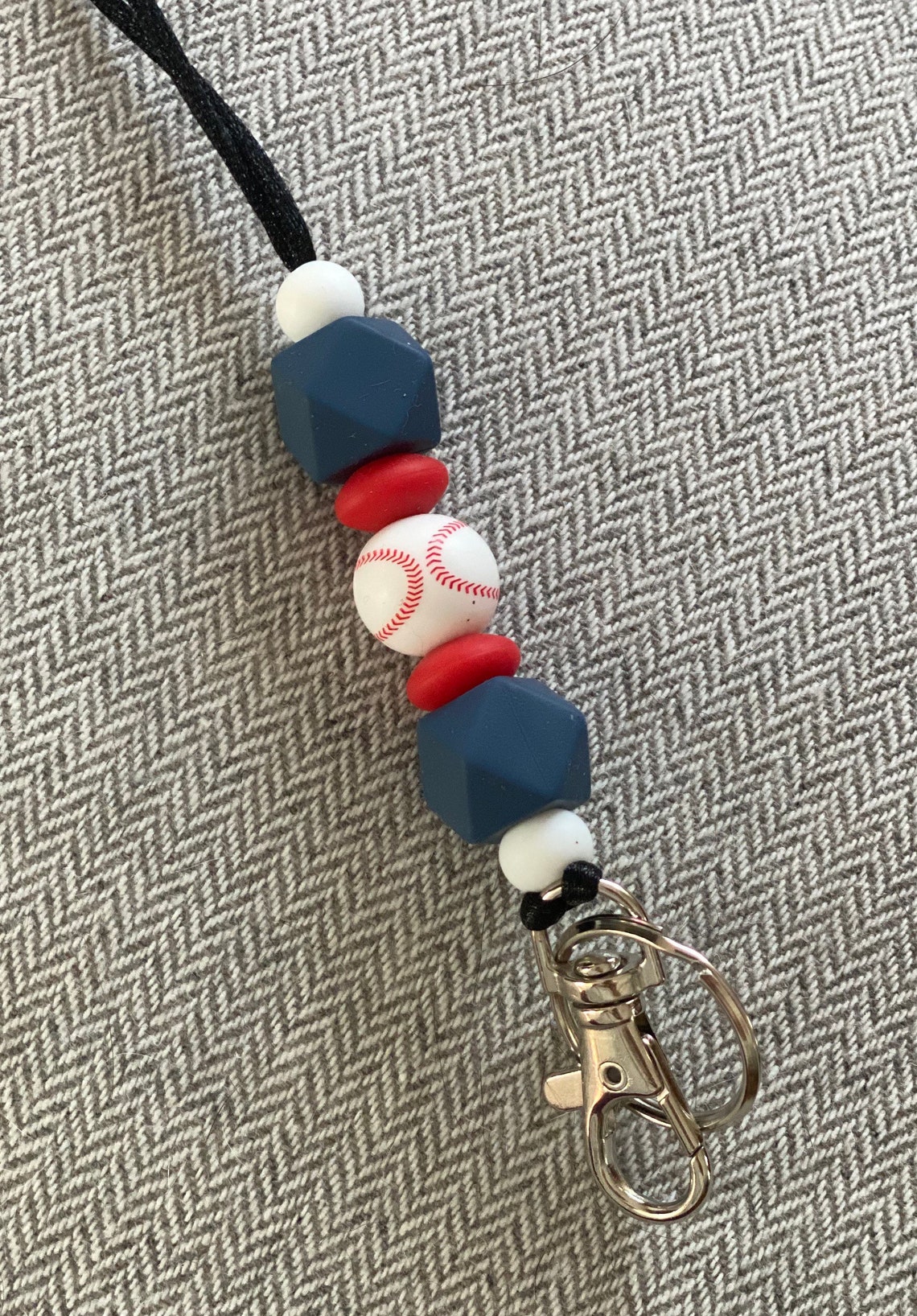 Customizable Football Baseball Silicone Beaded Lanyard for ID Badge and ...