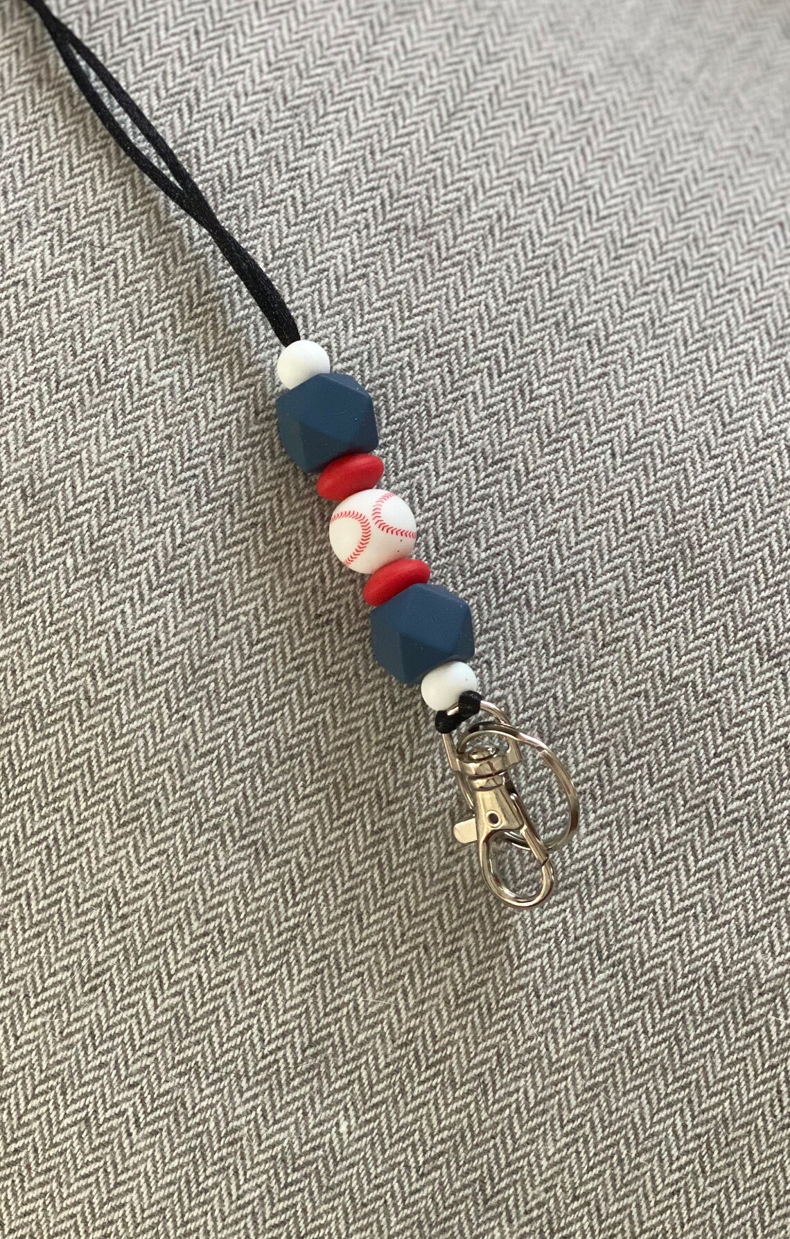 Customizable Football Baseball Silicone Beaded Lanyard for ID Badge and ...