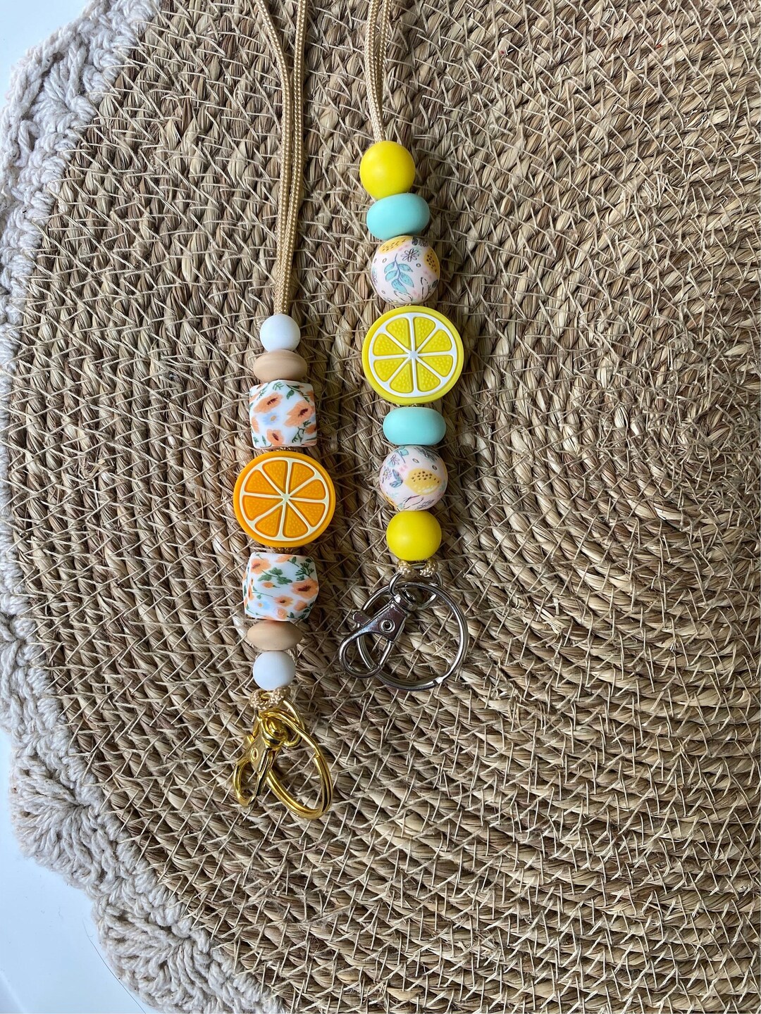 Citrus Lanyard for ID Badge and Keys | Silicone Beaded Lanyard | Lemon ...