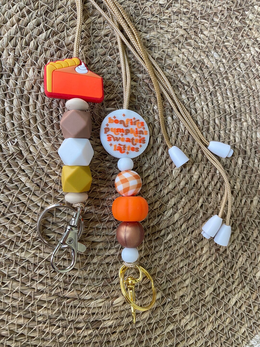 Bonfire Sweaters Pumpkin Pie Lattes Beaded Lanyard for ID - Etsy