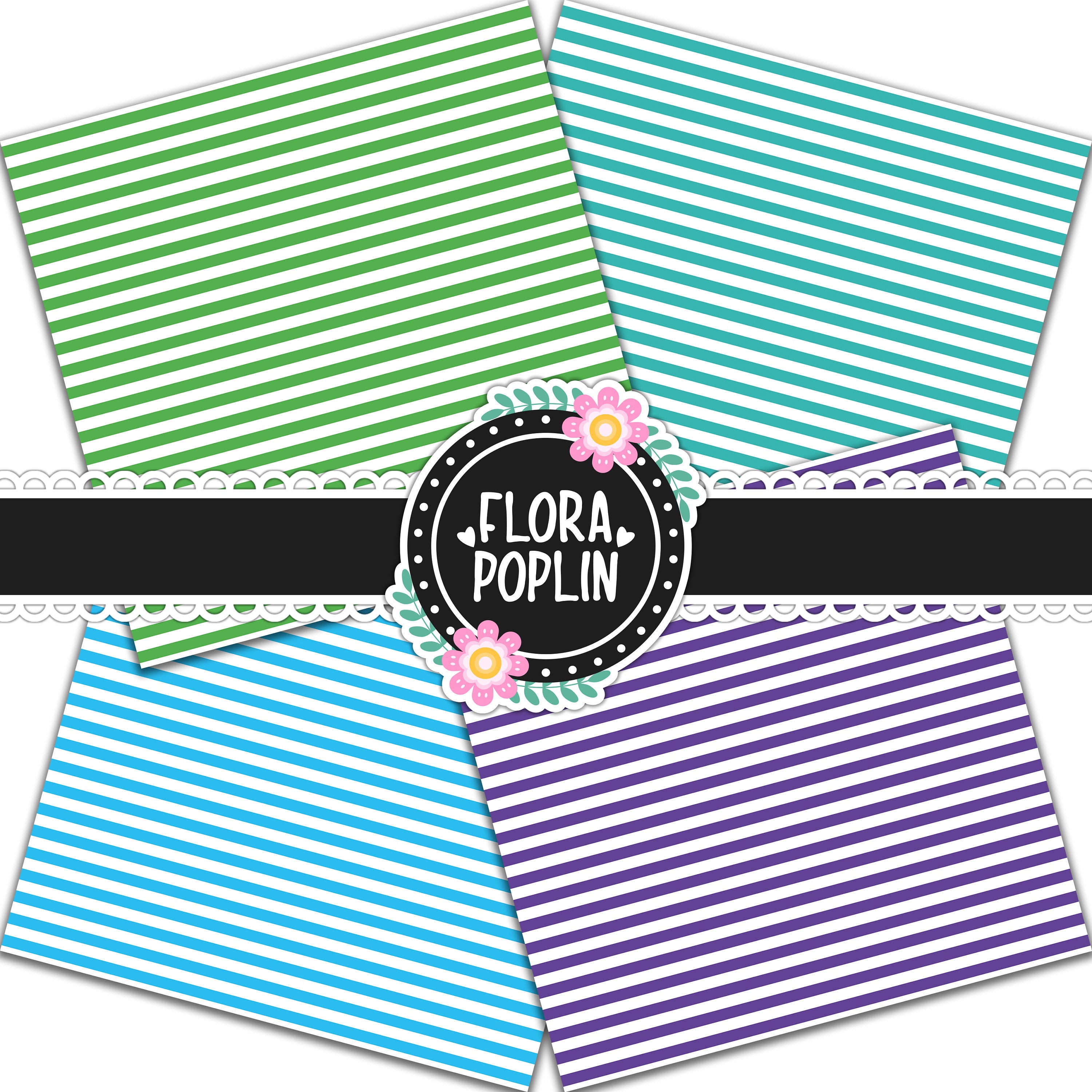 Horizontal Stripes Digital Paper, Rainbow Stripes Patterns, Lined ...