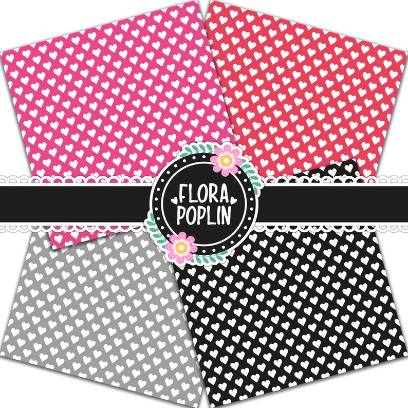 Bright Mini Hearts Digital Paper, Love Paper, Heart Digital Paper ...