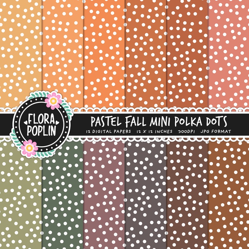 Pastel Fall Mini Polka Dots Digital Paper, Autumn Digital Papers ...