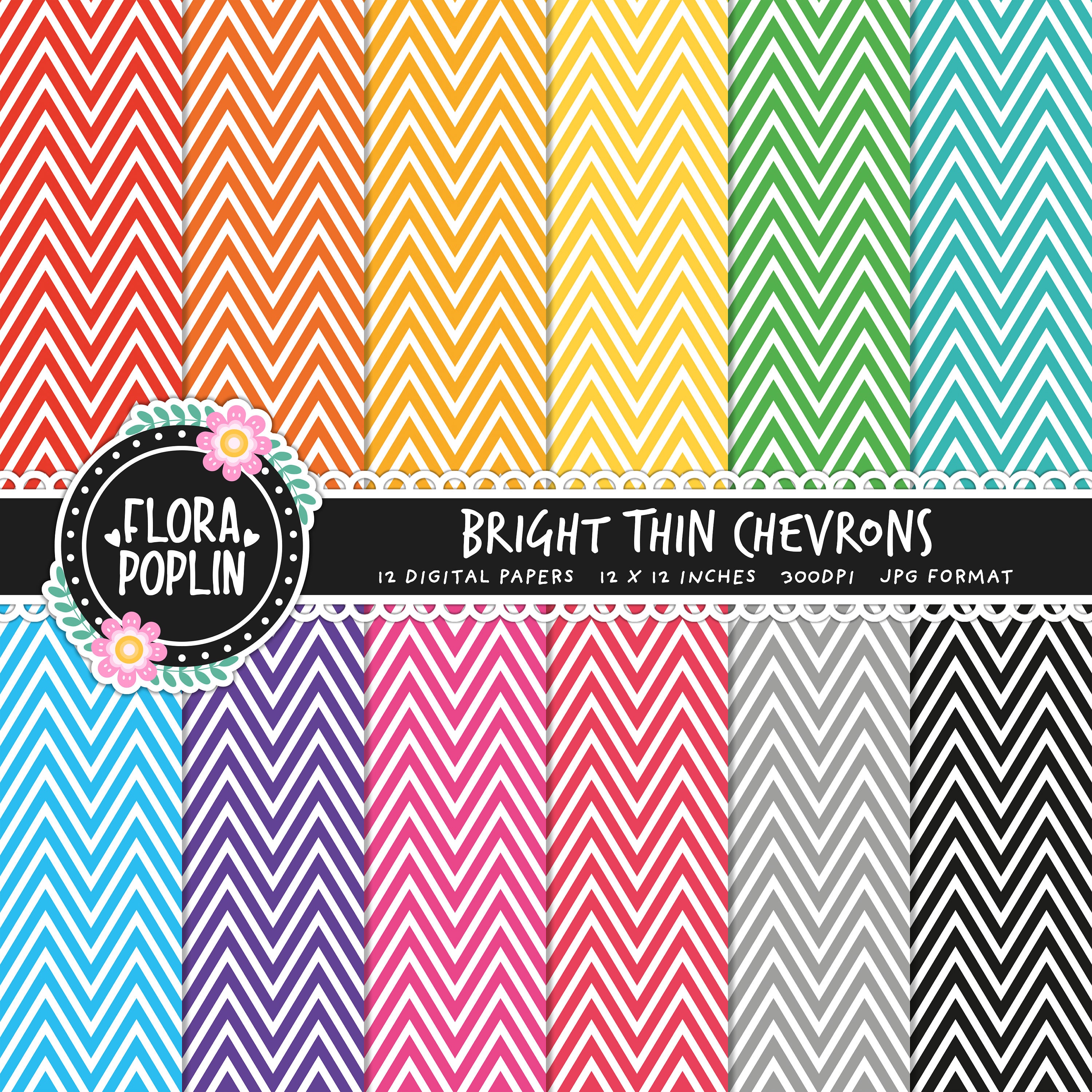 Thin Zig Zag Chevron Digital Paper, Rainbow Chevrons Pattern, Zig Zag ...