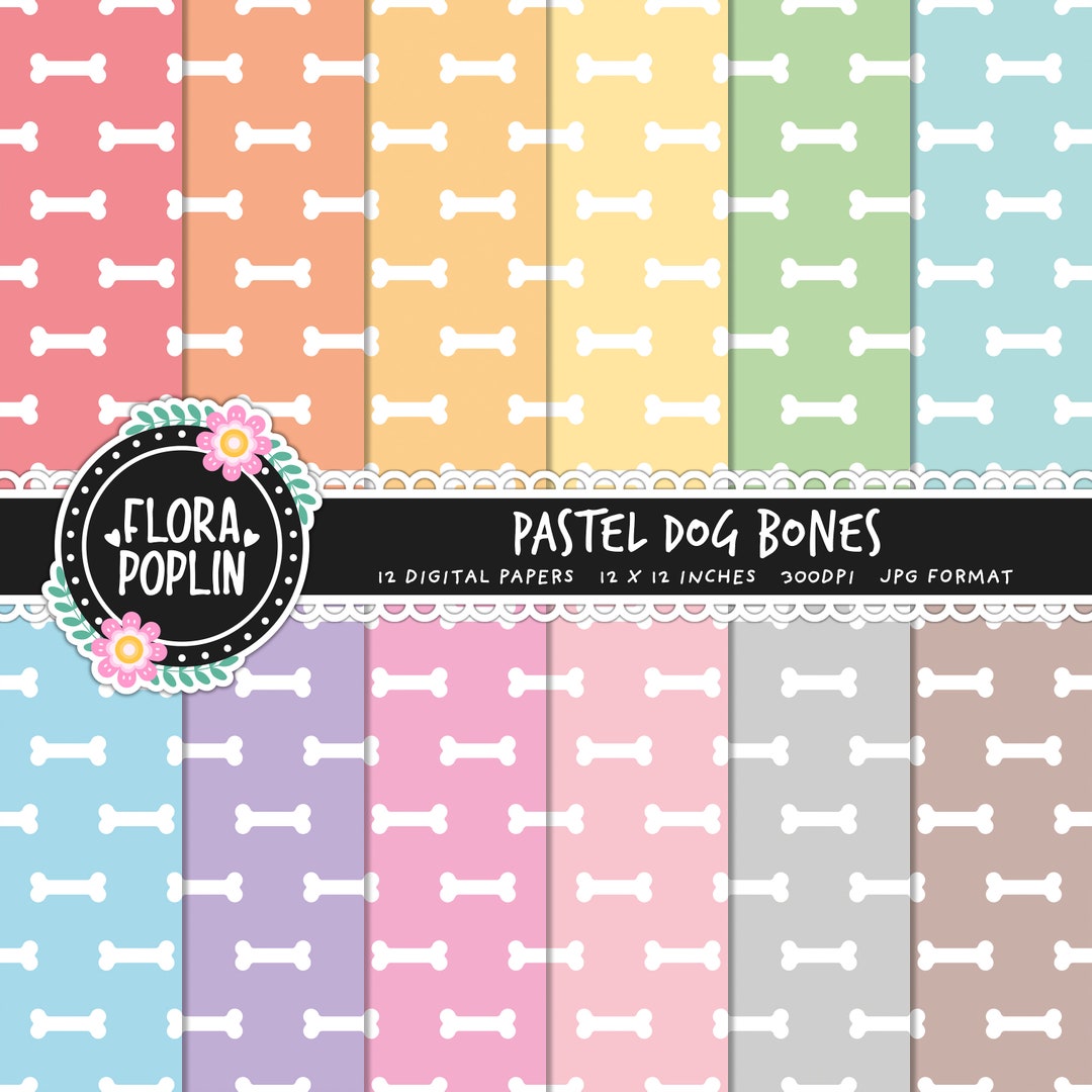 Pastel Dog Bone Digital Paper, Bones Digital Pattern, Cute Pastel ...