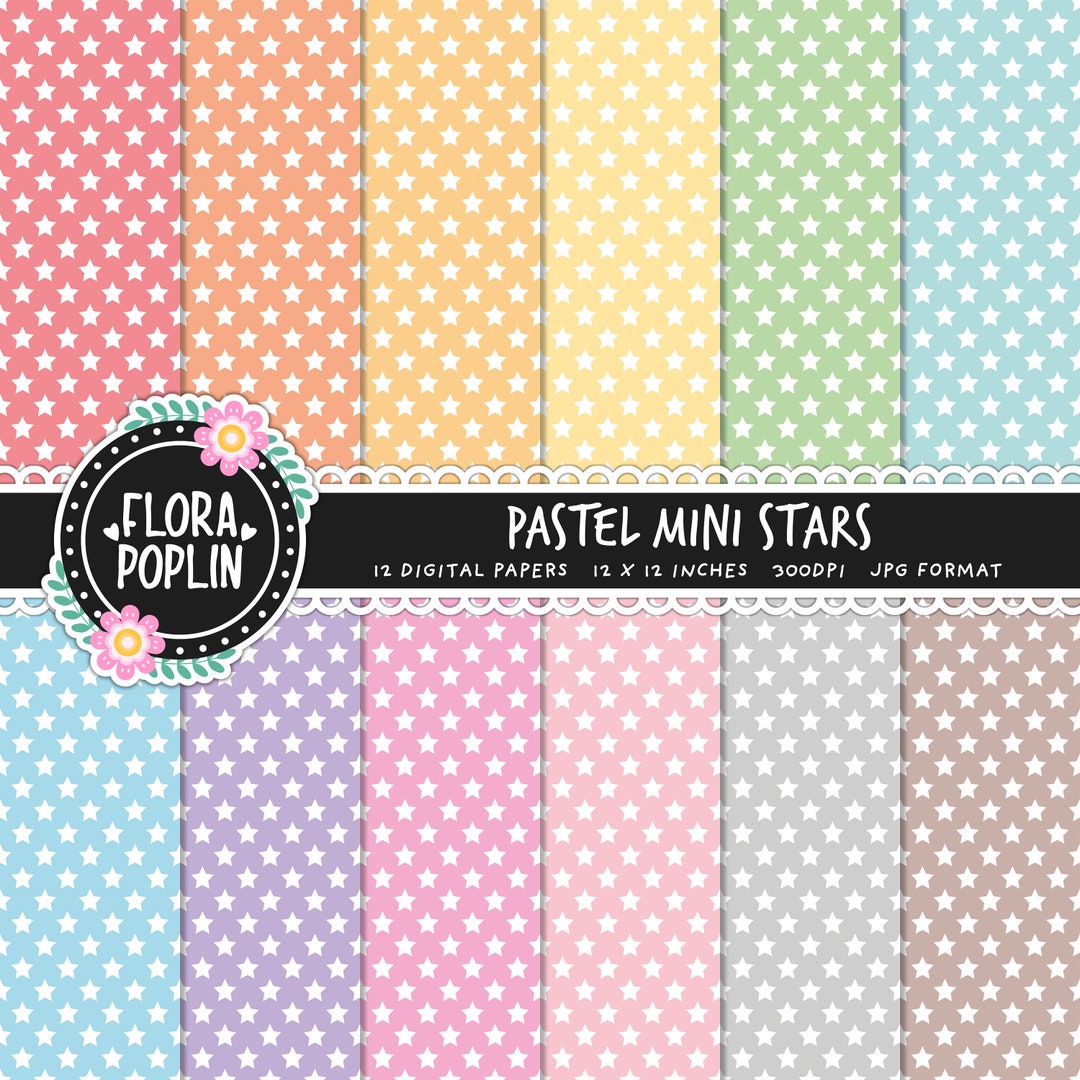 Mini Pastel Stars Digital Paper, Star Background, Cute Star Pattern ...