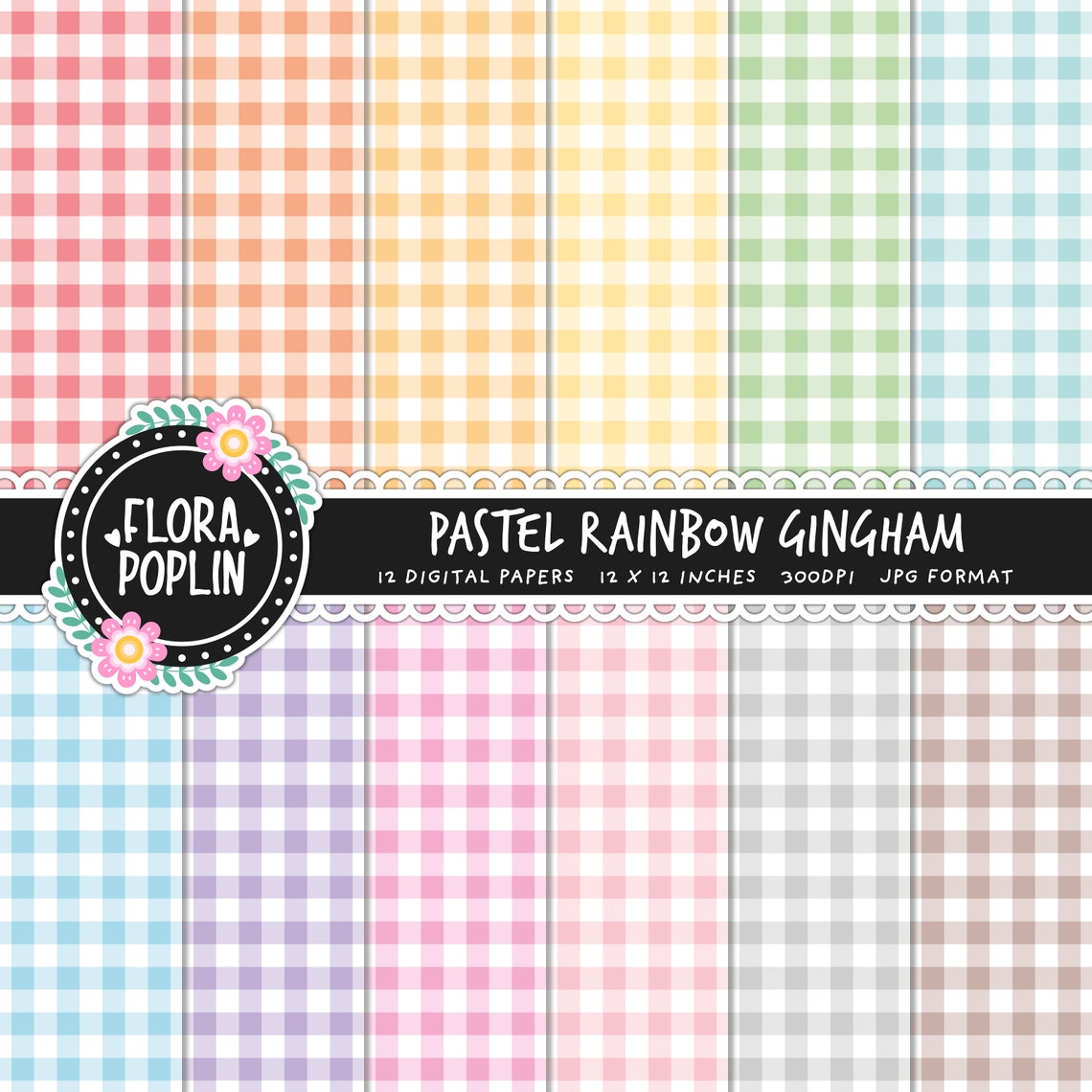 Pastel Gingham Digital Paper Check Pattern Picnic Paper | Etsy
