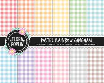 Rainbow Gingham Digital Paper Check Pattern Picnic Paper | Etsy