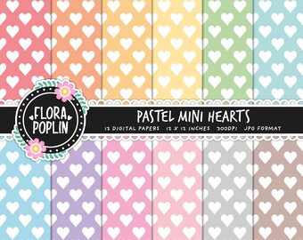 Hearts Digital Paper: pastel Hearts Love Patterns - Etsy