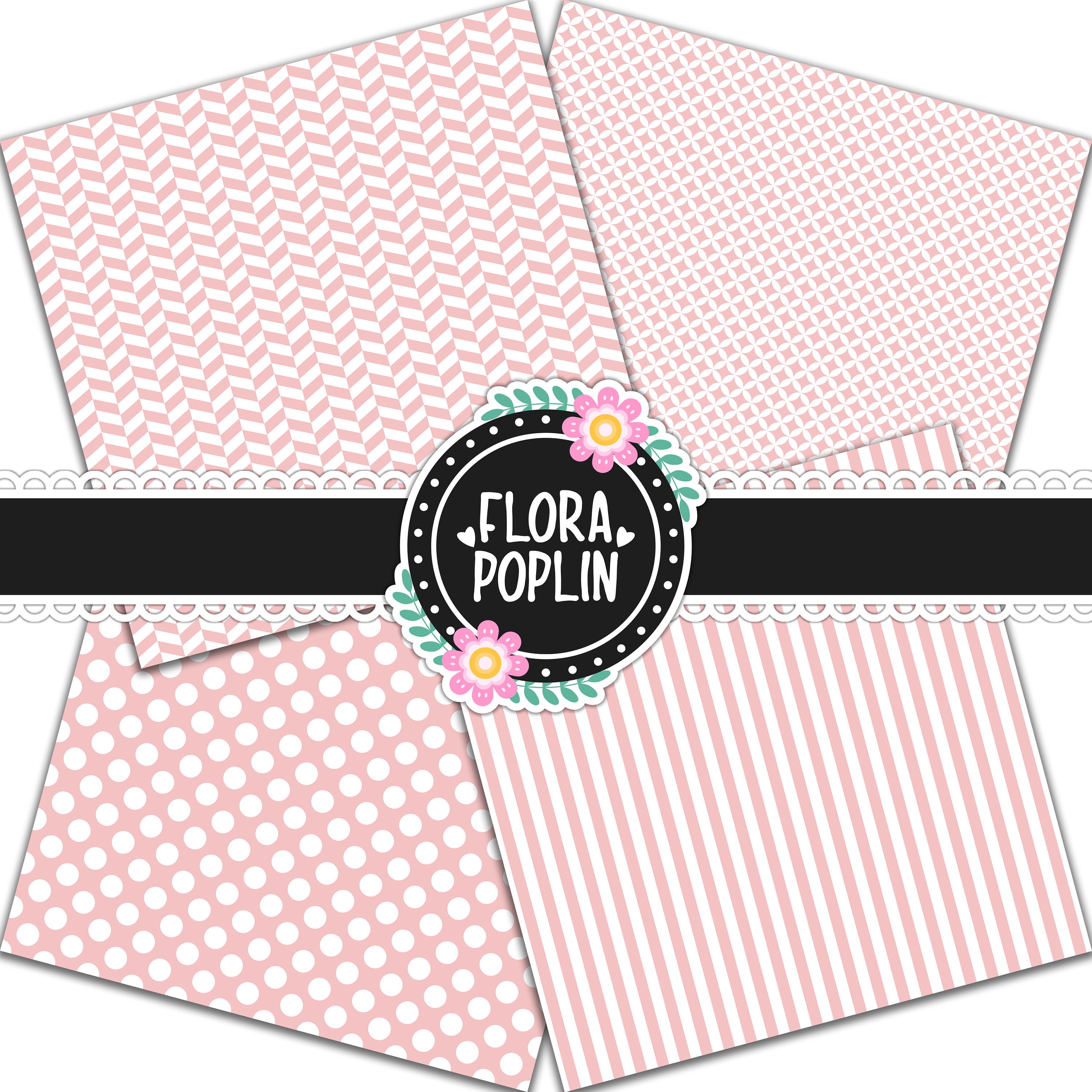 Baby Pink Geometric Digital Paper Pack, Pink Digital Paper, Chevrons ...