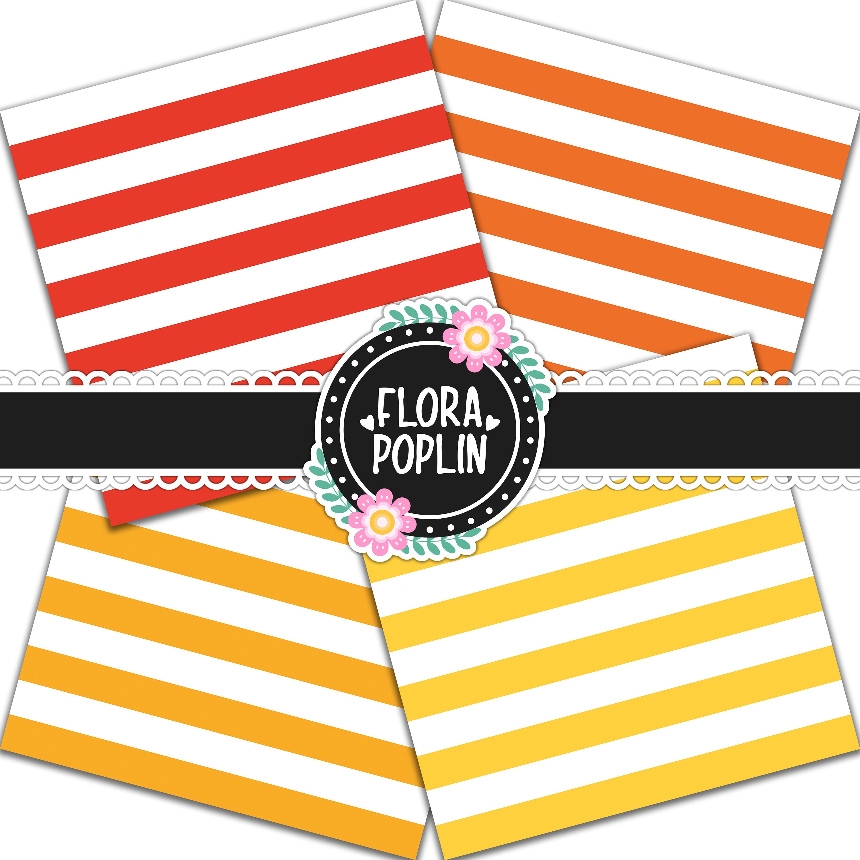 Bright Chunky Stripe Digital Paper, Striped Pattern, Rainbow Digital ...