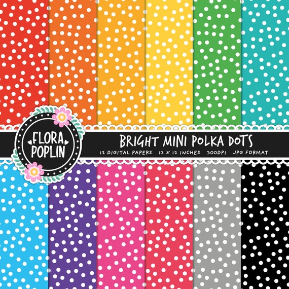 Mini Polka Dots Digital Paper Rainbow Polka Dots Mini Spot | Etsy