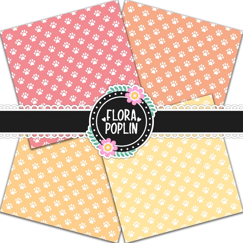 Pastel Paw Prints Digital Paper, Pastel Rainbow Patterns, Dog Pattern ...