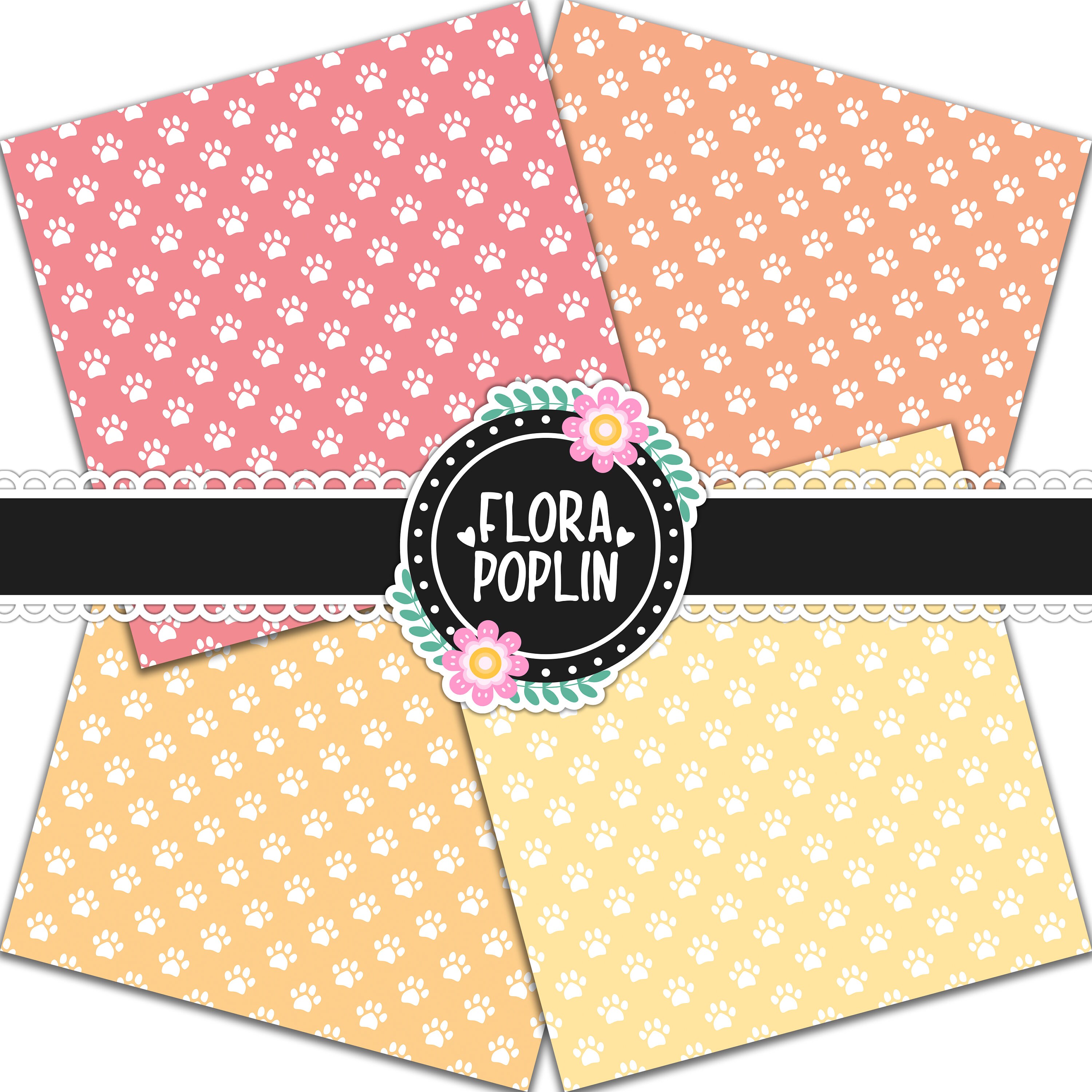 Pastel Paw Prints Digital Paper, Pastel Rainbow Patterns, Dog Pattern ...