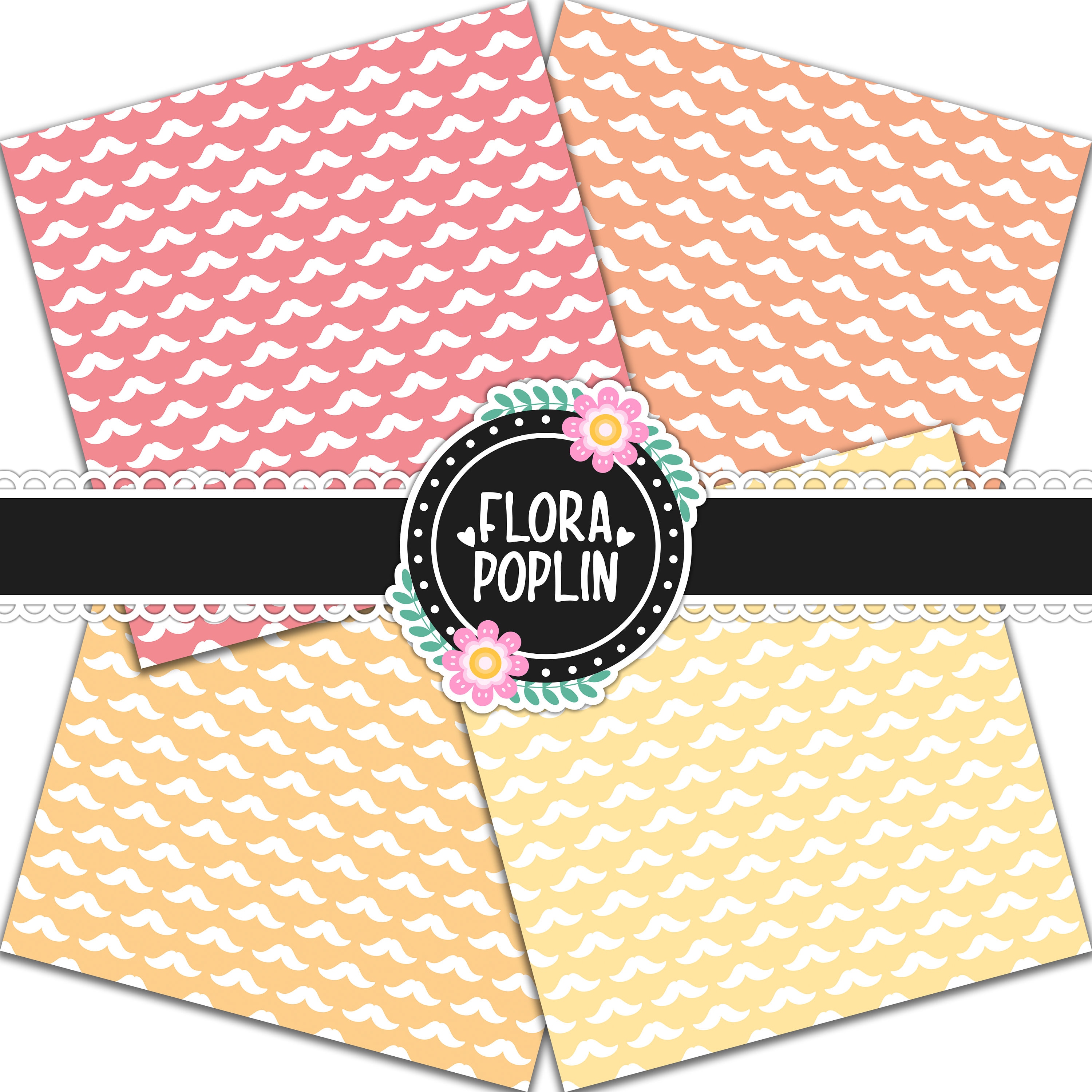 Pastel Moustache Digital Paper, Mustache Digital Paper, Father's Day ...