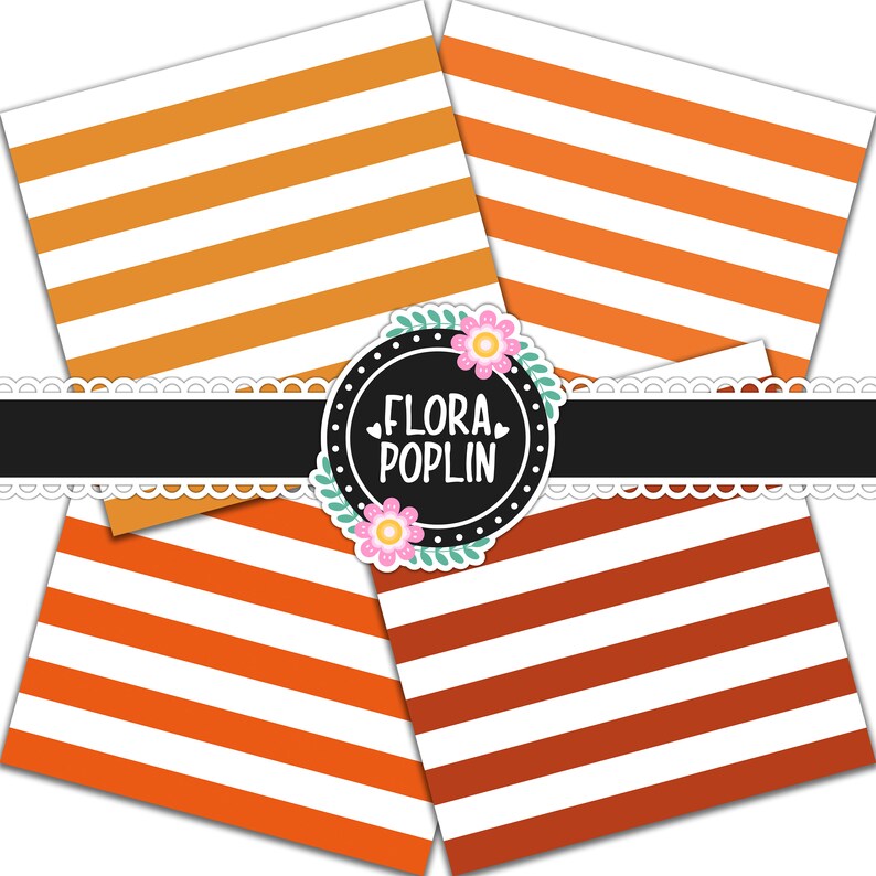 Fall Chunky Stripes Digital Paper, Fall Stripe Pattern, Horizontal ...