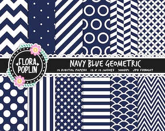 Coral and Navy Digital Paper Pack Digital Paper Commercial - Etsy
