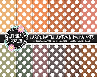 Autumn Polka Dot Circle Background Bundle Design Watercolor - Etsy