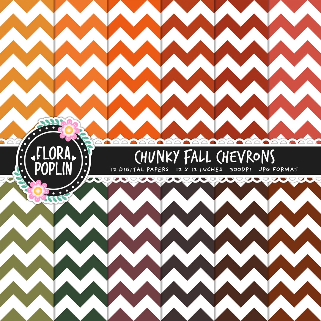 Chunky Fall Chevrons Digital Paper, Chevron Pattern, Autumn Chevron ...
