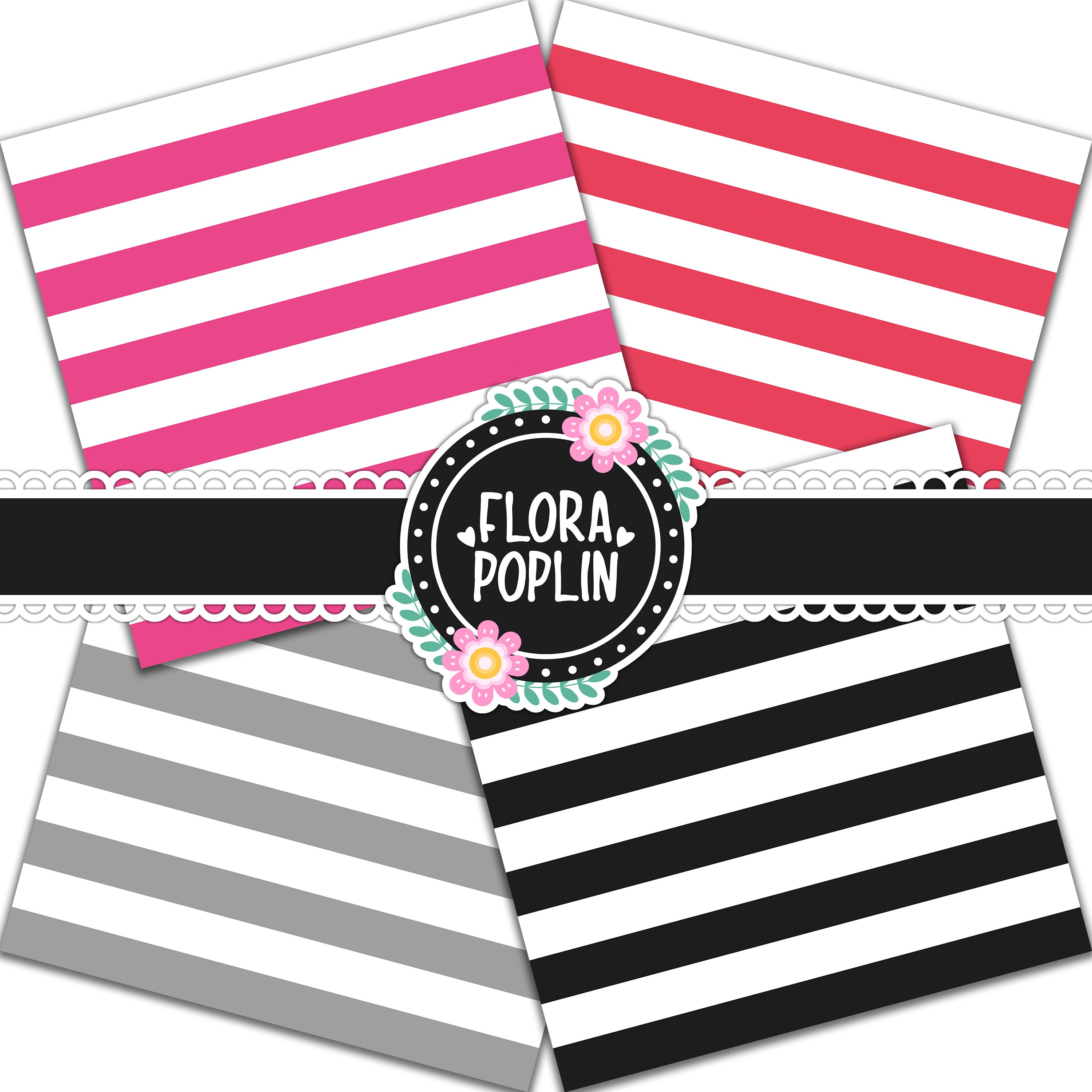 Bright Chunky Stripe Digital Paper, Striped Pattern, Rainbow Digital ...