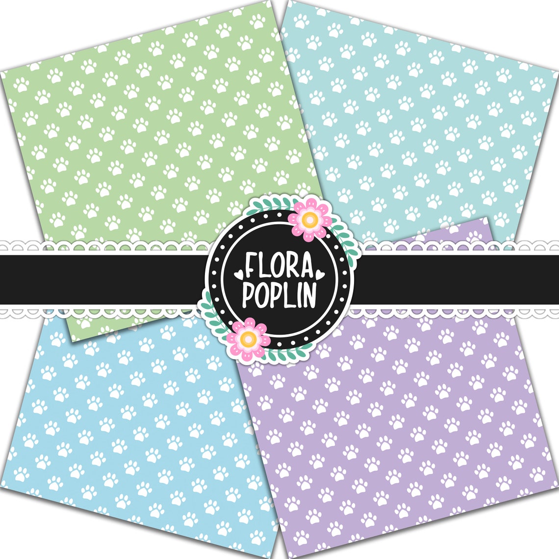 Pastel Paw Prints Digital Paper, Pastel Rainbow Patterns, Dog Pattern ...