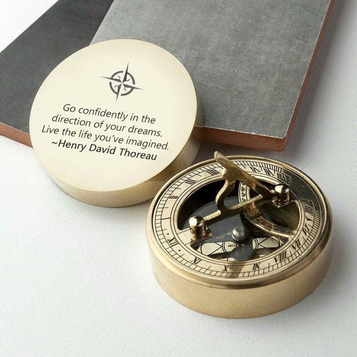 Engraved Sundial Compass Custom gift compasses | Etsy
