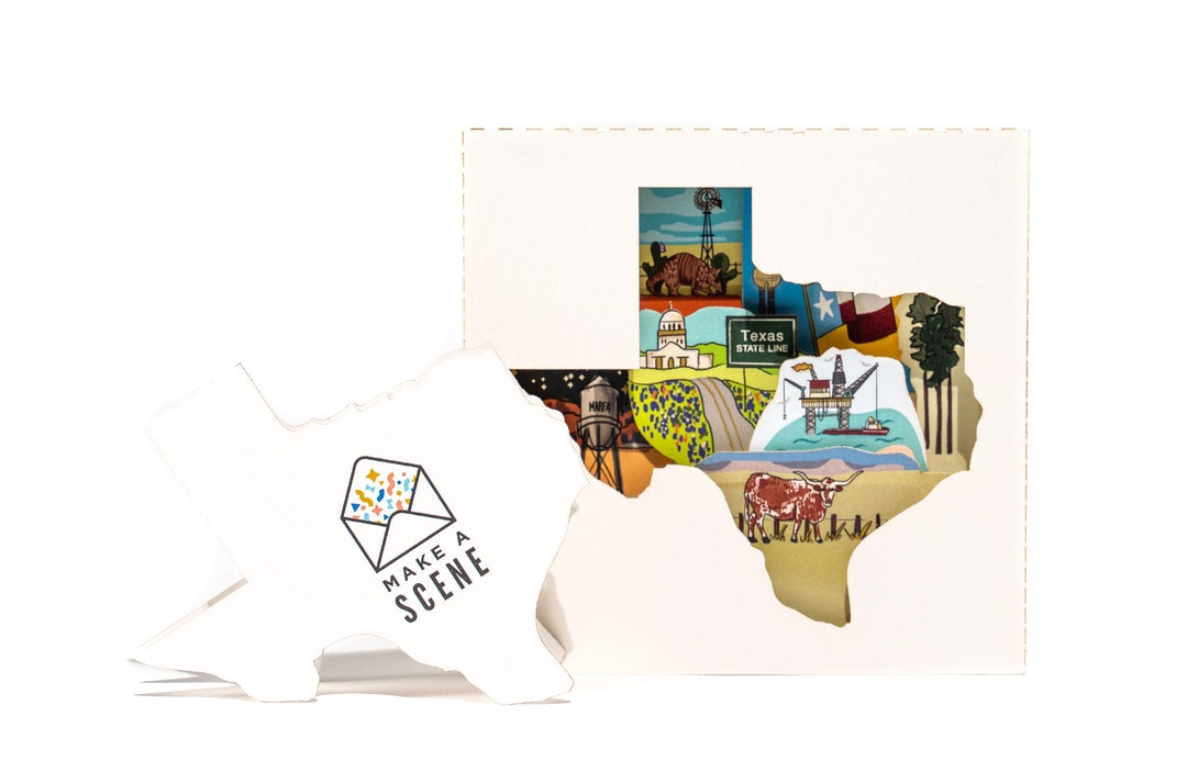 3D Texas Pop up Card: Lone Star State Art, Customizable Gift - Etsy
