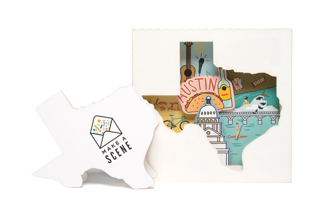 3D Austin Texas Pop up Card: ATX Art Gift, Wall Decor - Etsy