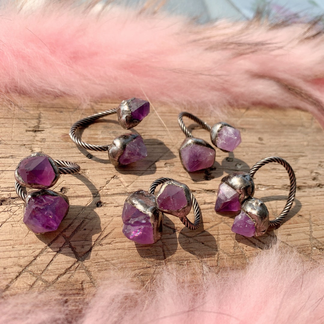 New Arrival Natural Amethyst Rings for Gifts Bronze Finger Rings Fine ...