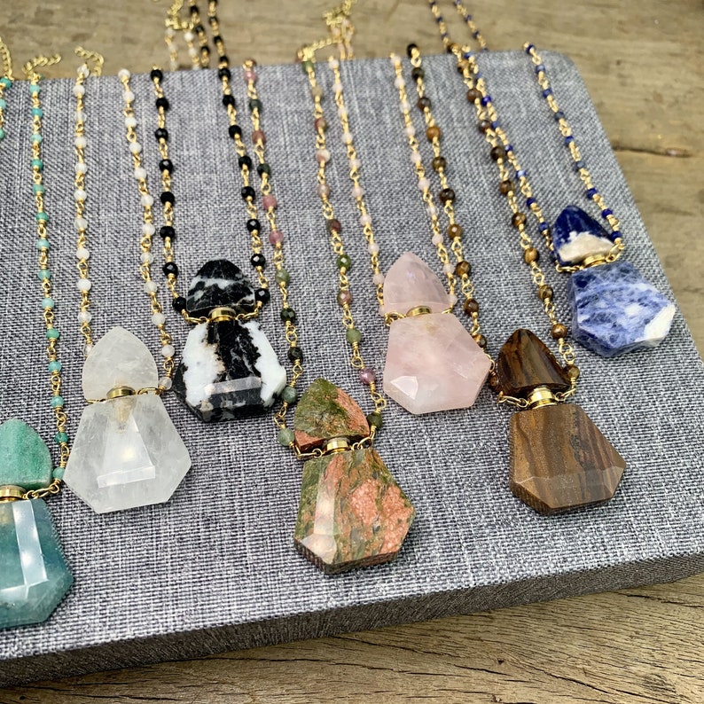 New Design Perfume Bottle Necklace Jewelry Natural Gemstone - Etsy