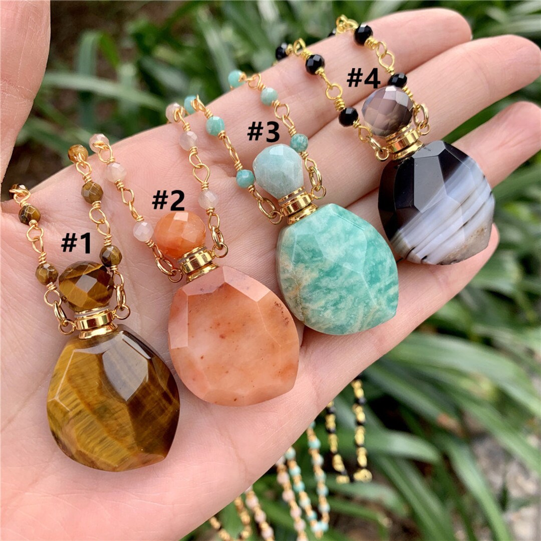 Fantastic Perfume Bottle Necklace Jewelry Natural Gemstone Essential ...