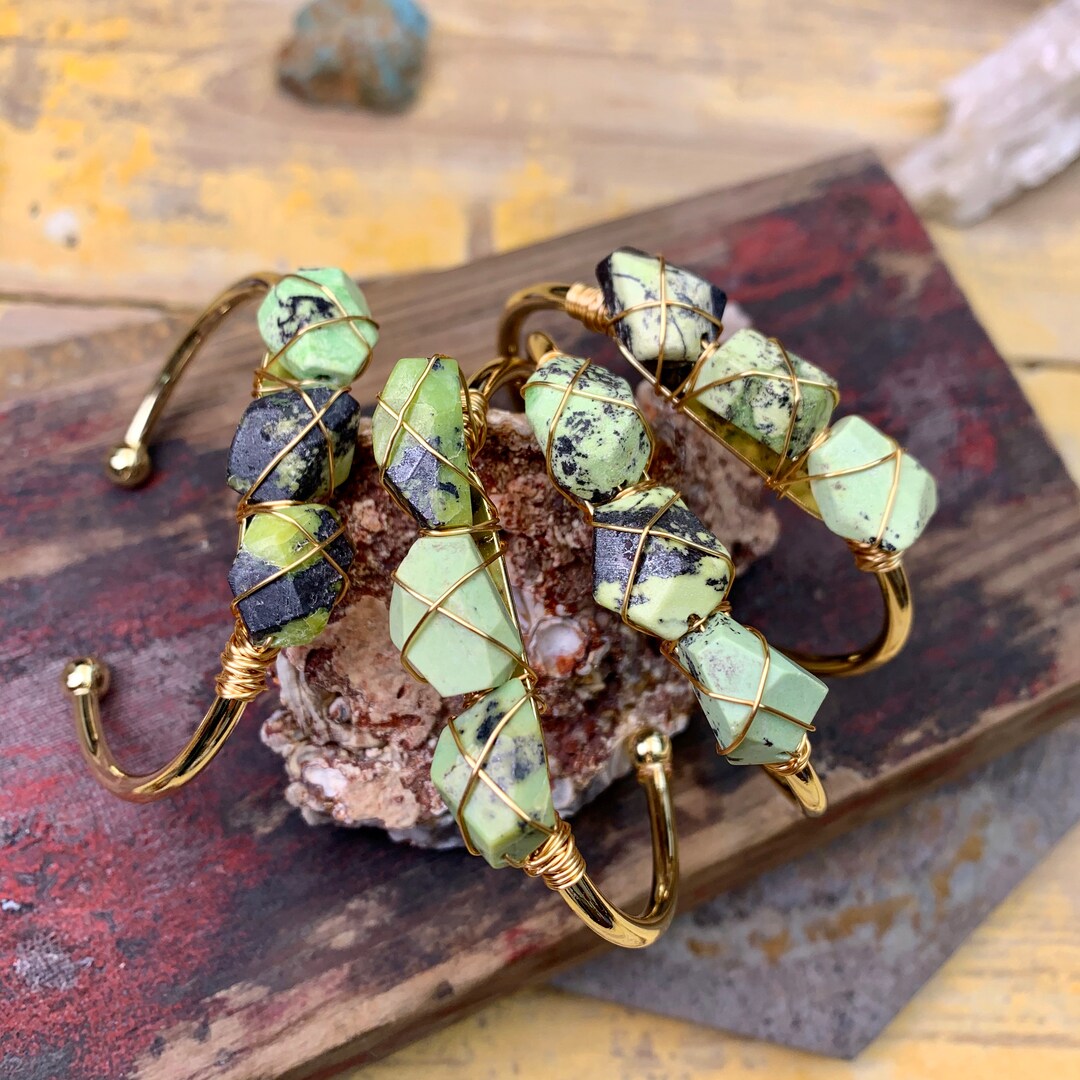 New Wire Wrapped Natural Stone Gemstone Bangle Natural Quartz Crystal ...