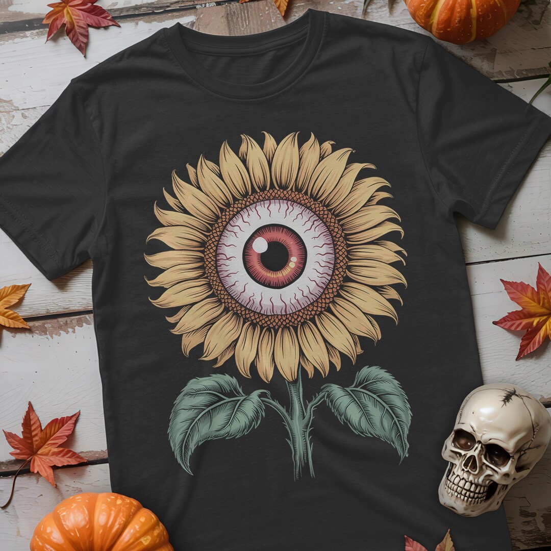 Creepy Eyeball Sunflower PNG, Halloween Sunflower Eye Design, Scary ...