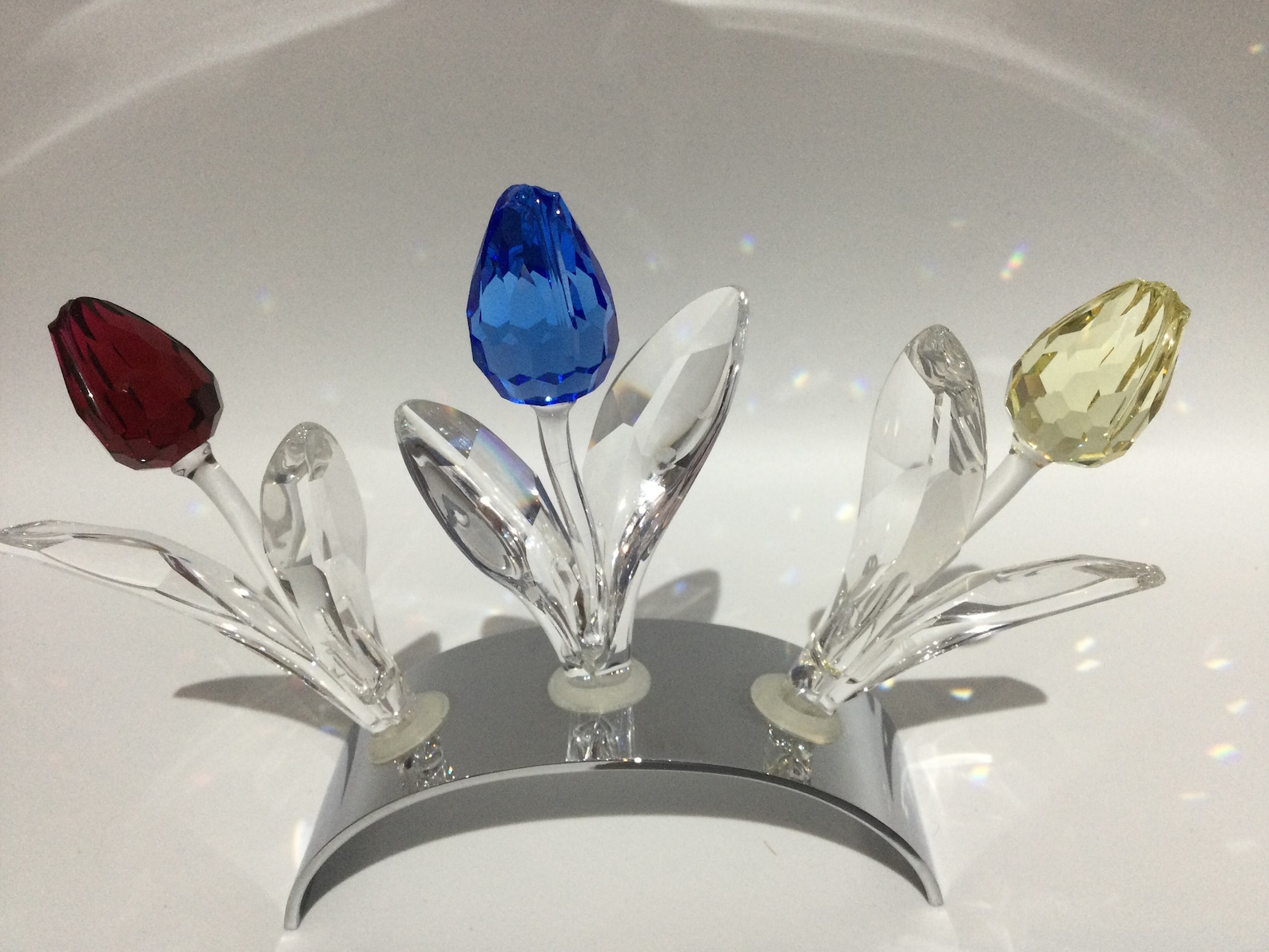 BOXED Swarovski Crystal Blue/Yellow/Red Tulips with Stand 9 | Etsy