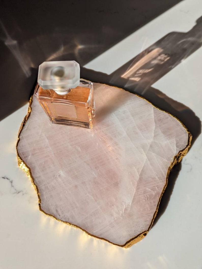 Large Natural Rose Quartz Platter Tray Charcuterie Board - Etsy