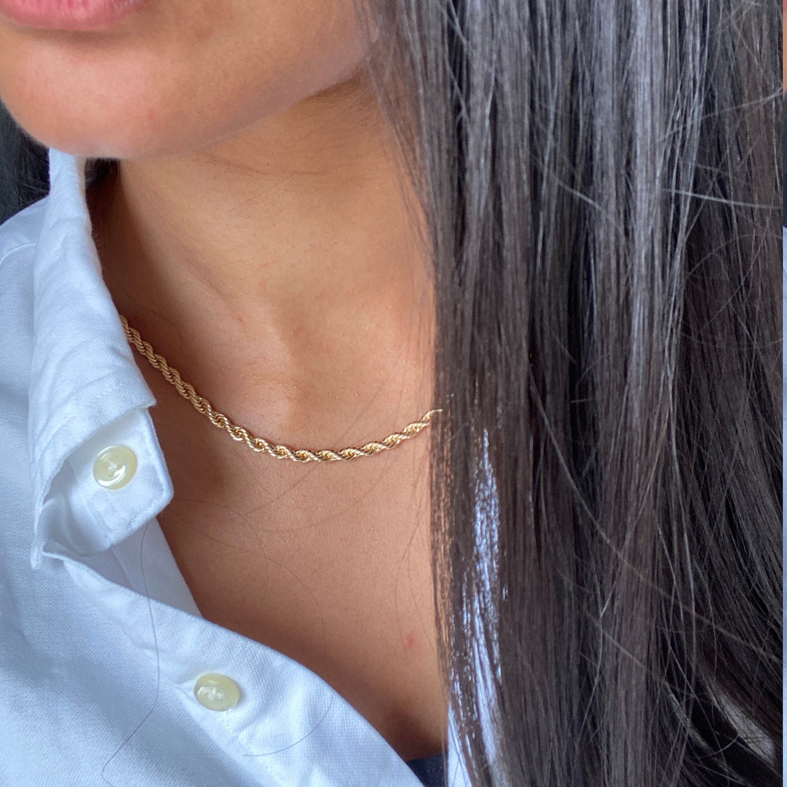 Twisted Rope Chain 18k Gold Plated Rope Necklace Chunky - Etsy