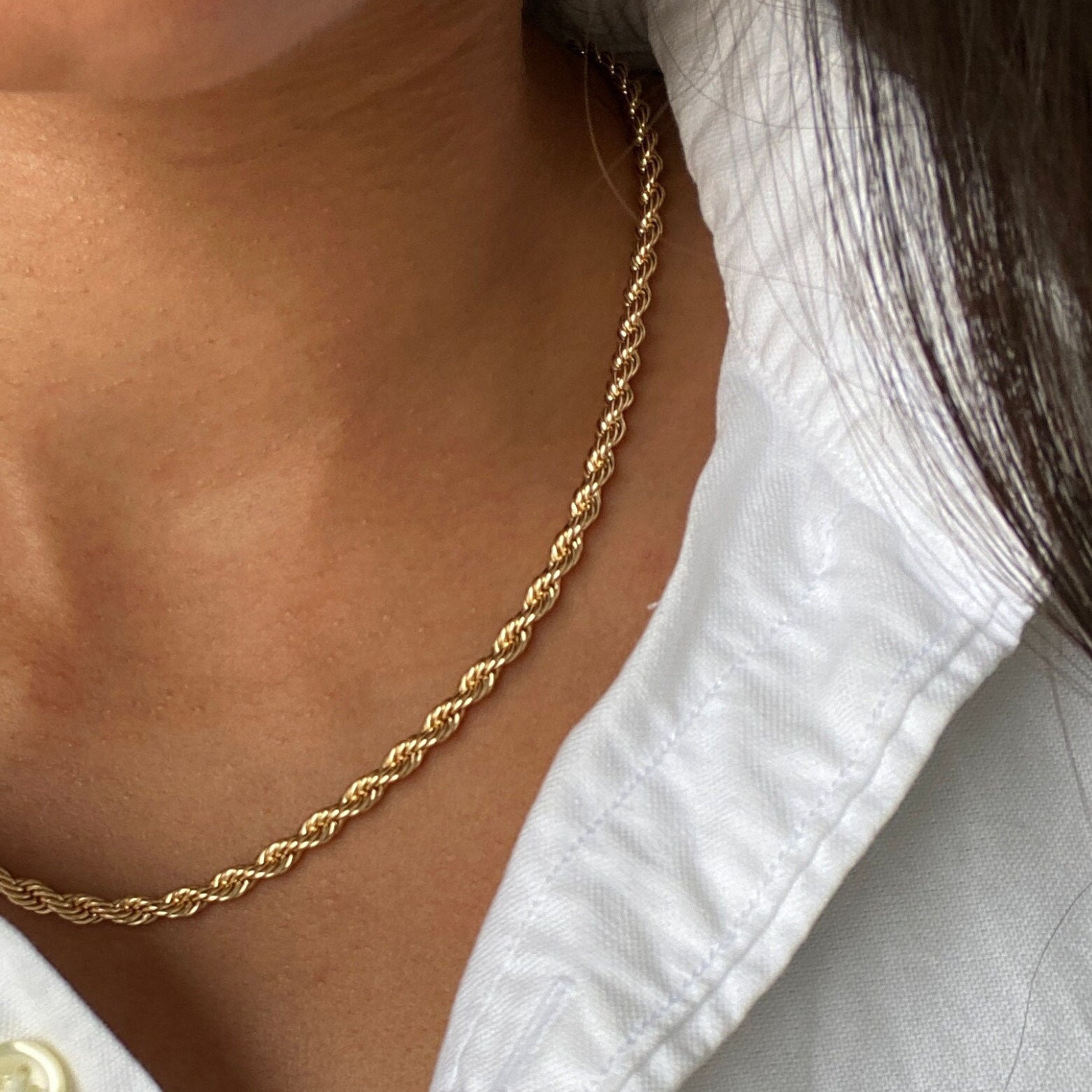 Twisted Rope Chain 18k Gold Plated Rope Necklace Chunky - Etsy