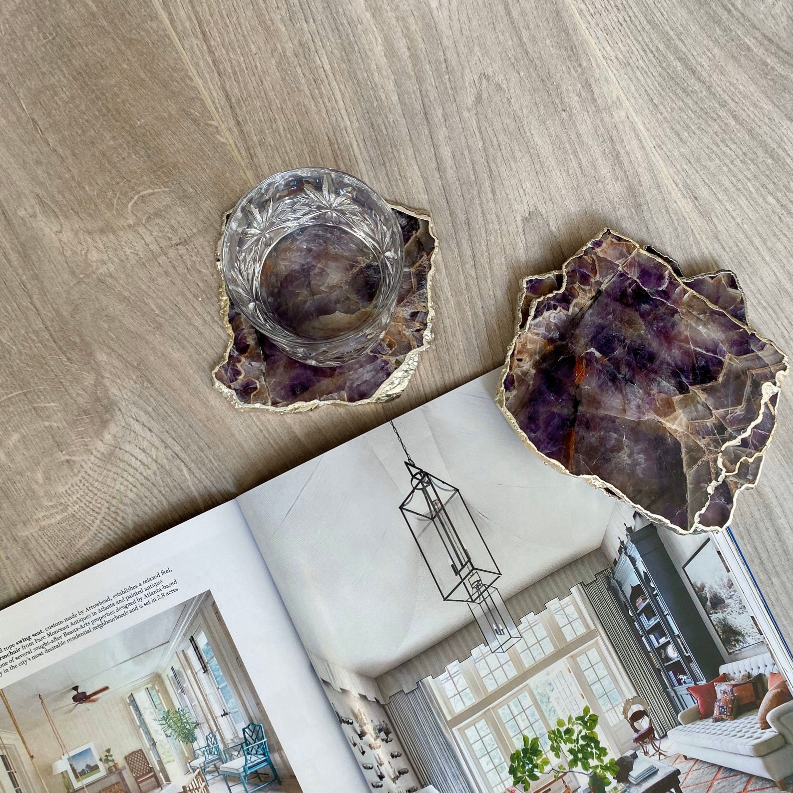 Luxury Coasters Amethyst Crystal With Silver Edge per Slice - Etsy