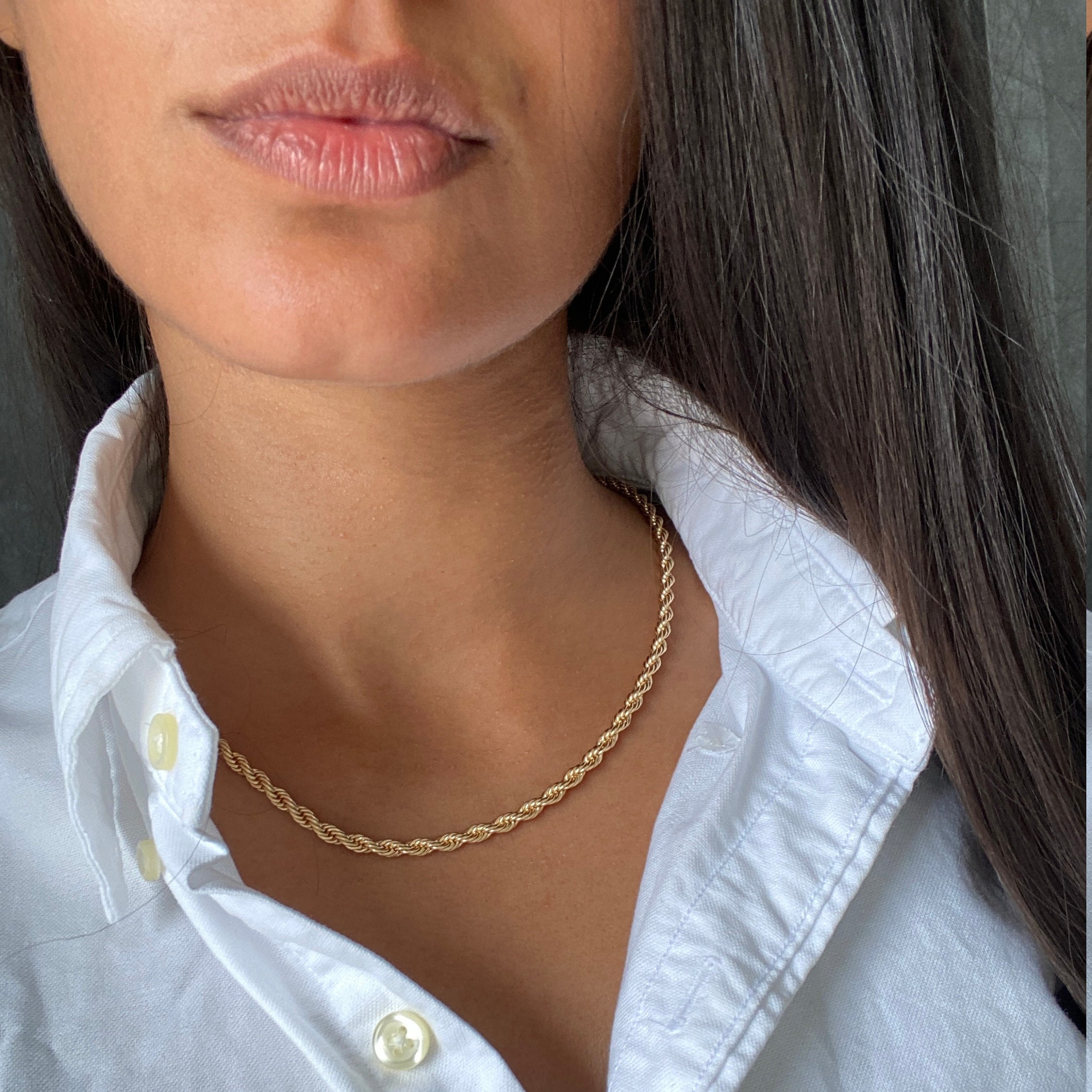 Twisted Rope Chain 18k Gold Plated Rope Necklace Chunky - Etsy