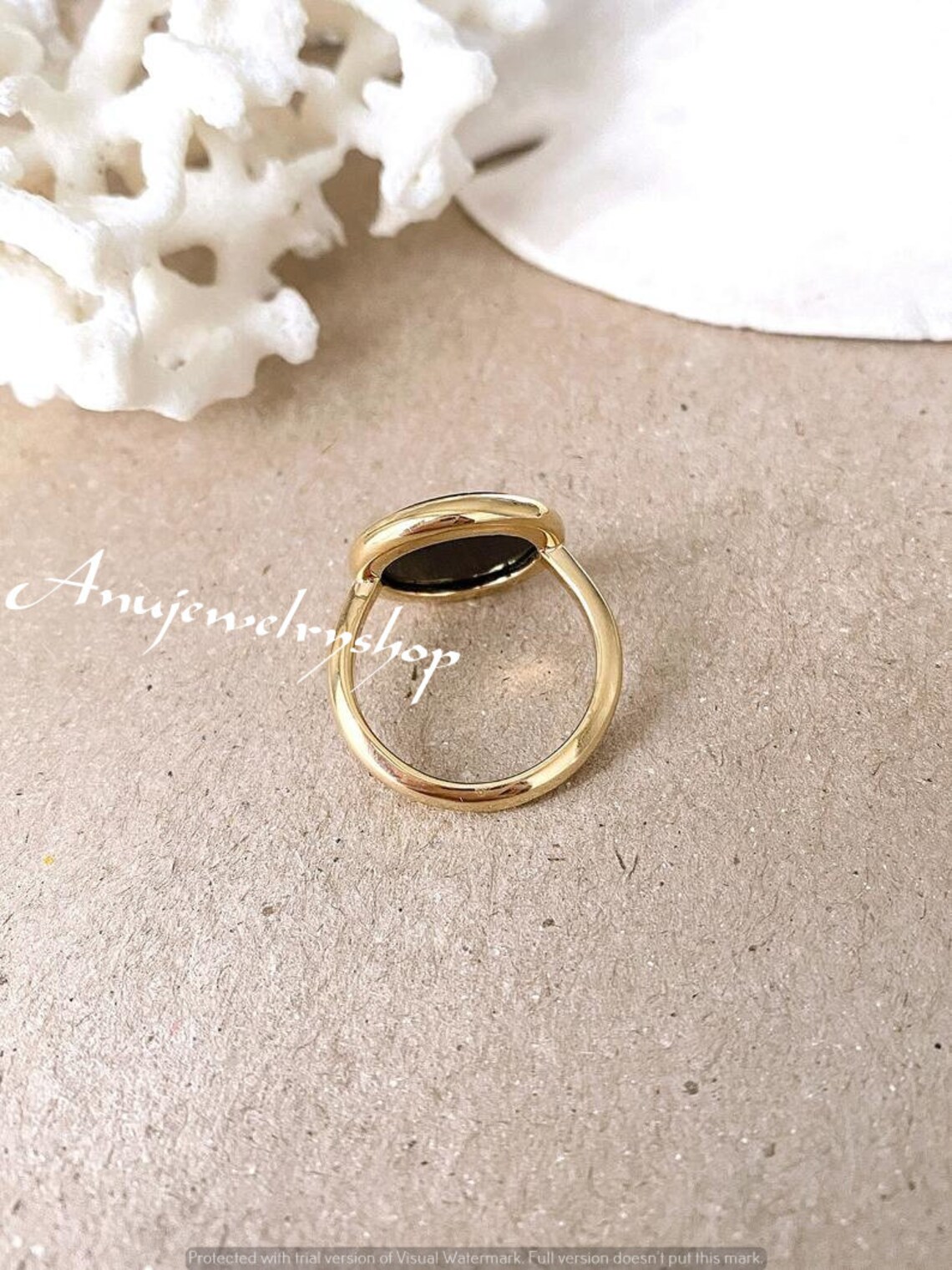 Round Obsidian Minimal Ring14k Gold Filled Gemstone | Etsy