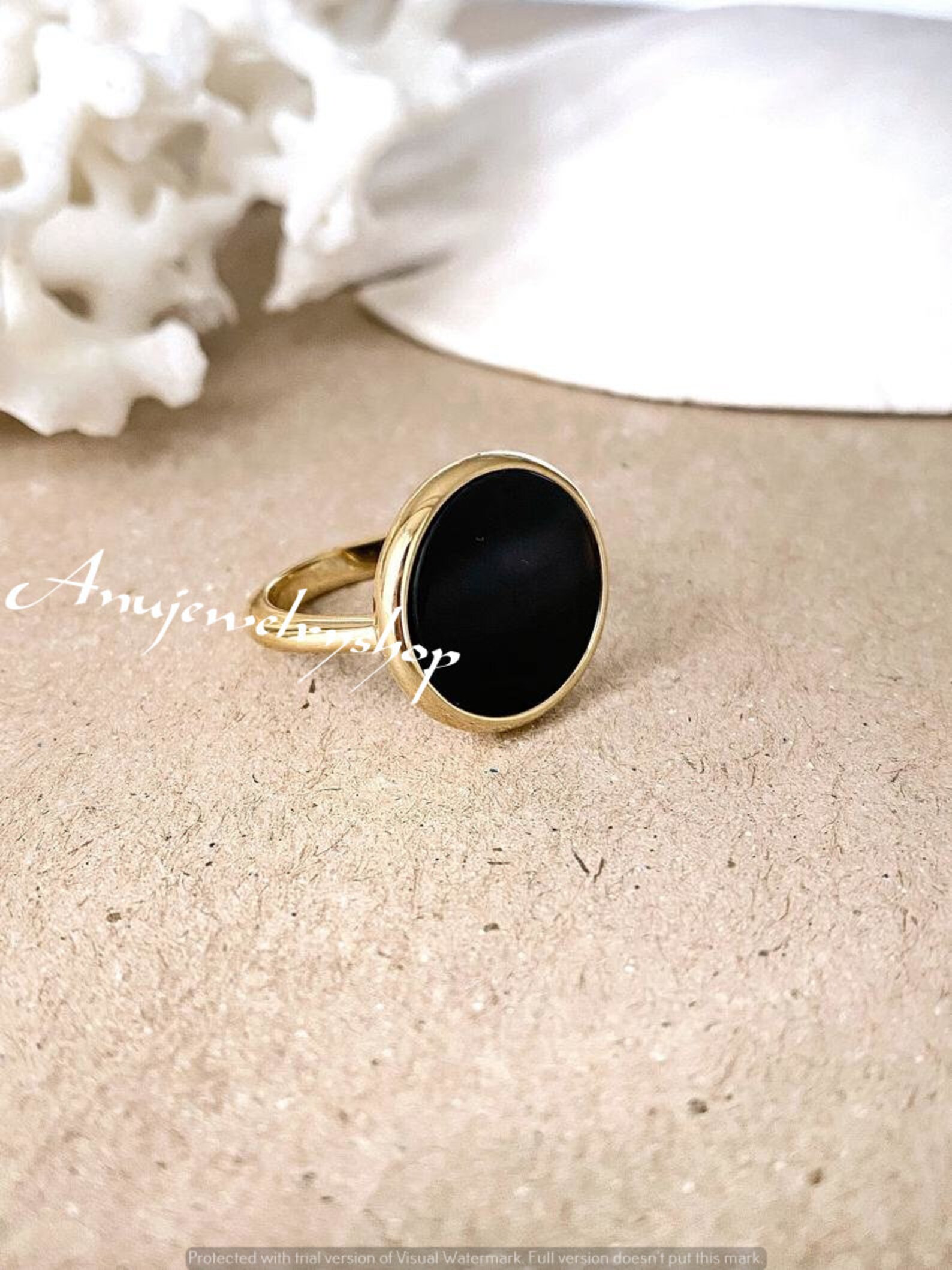 Round Obsidian Minimal Ring14k Gold Filled Gemstone | Etsy