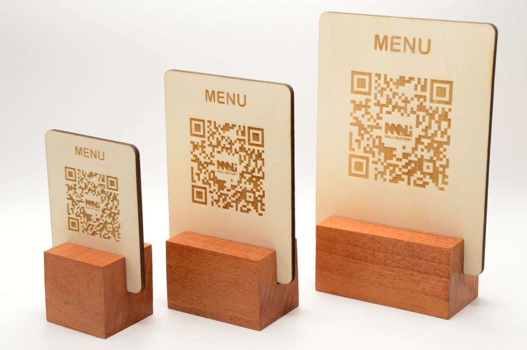 QR Code MIX Wood Oak With Engraving - Scannable Menus - Restaurants - B ...