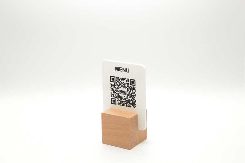 QR Code MIX Wood Plexiglass With Print Scannable Menus Restaurants Bars ...
